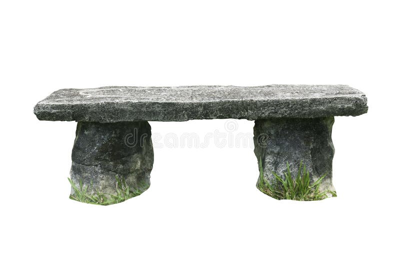 A Stone Bench Isolated on a White Background Stock Photo - Image of ...