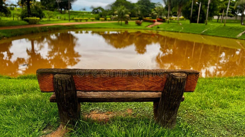 Stone bench on the lake stock photo. Image of bench - 354376544