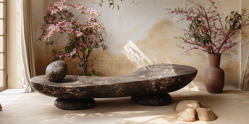 Stone Bench Placed in Front of a Window Stock Illustration ...