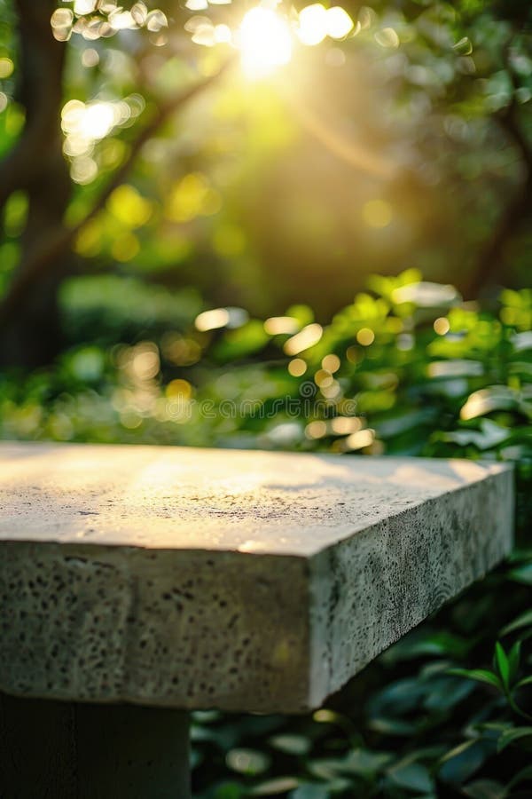 A Stone Bench Sits among Trees in a Forest Stock Image - Image of ...