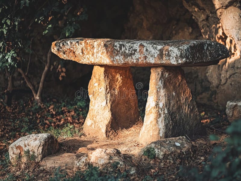 Stone Bench is Sitting in a Forest Stock Image - Image of landscape ...