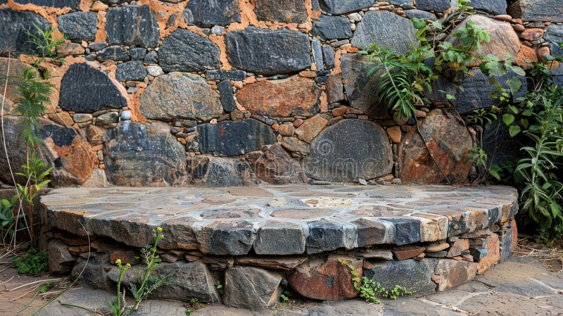 A Stone Bench is Sitting on a Stone Ledge Stock Illustration ...