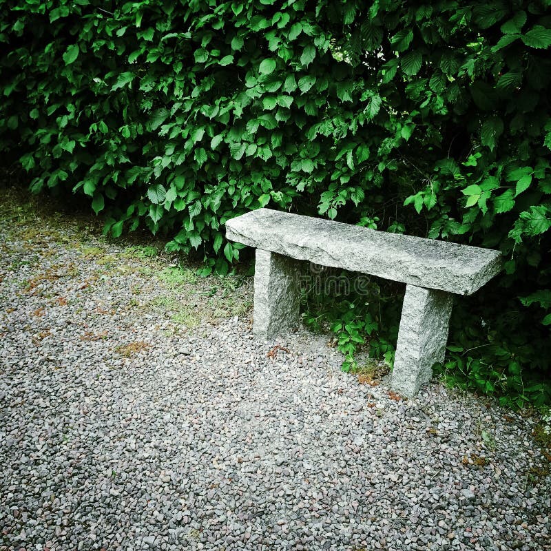 Stone Bench in a Public Garden Park. Stock Image - Image of relax ...