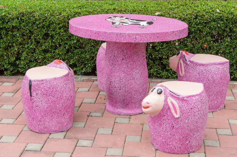 Stone bench table set stock image. Image of grass, footpath - 346288027