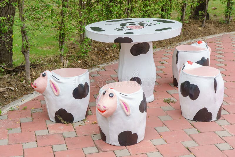 Stone bench table set stock photo. Image of cement, concrete - 346288030