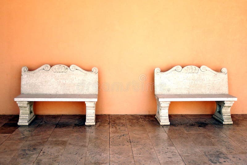 Stone Bench on the Wall Background Stock Image - Image of bench ...