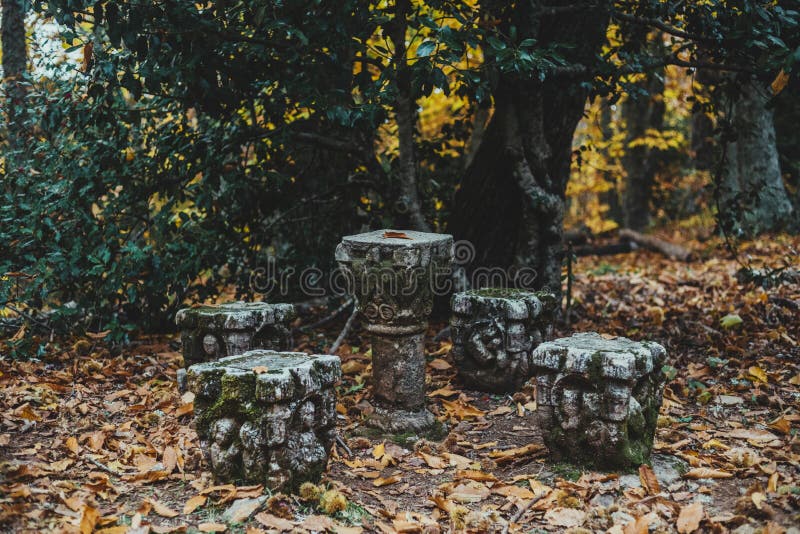 Stone benches stock photo. Image of beautiful, light - 210296194