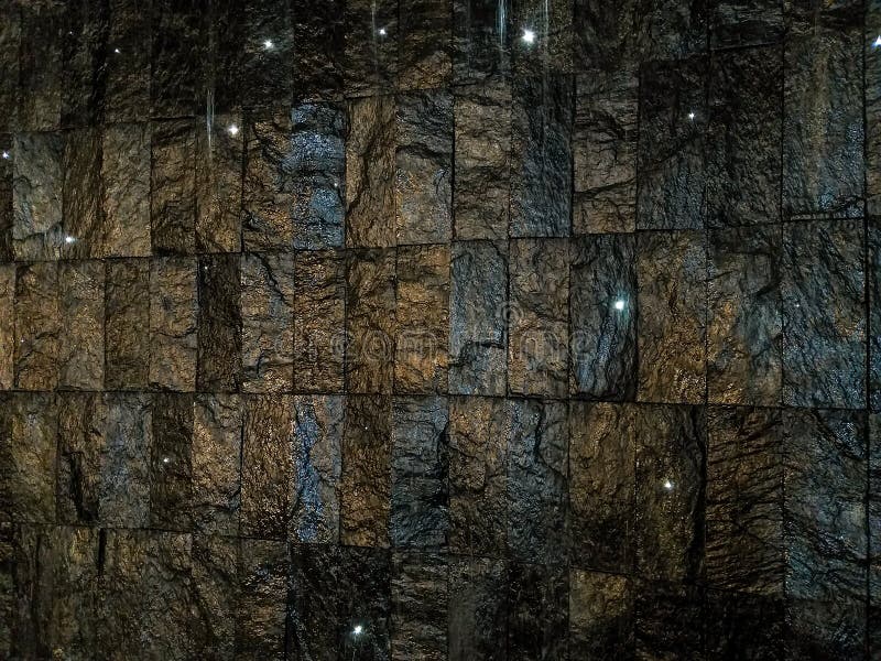 Stone Black Wall Reflective Background and Design Art Work Stock Photo ...