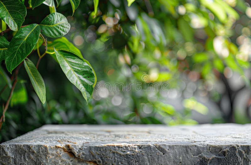Stone Block Close Up with Tree in Background Stock Photo - Image of ...