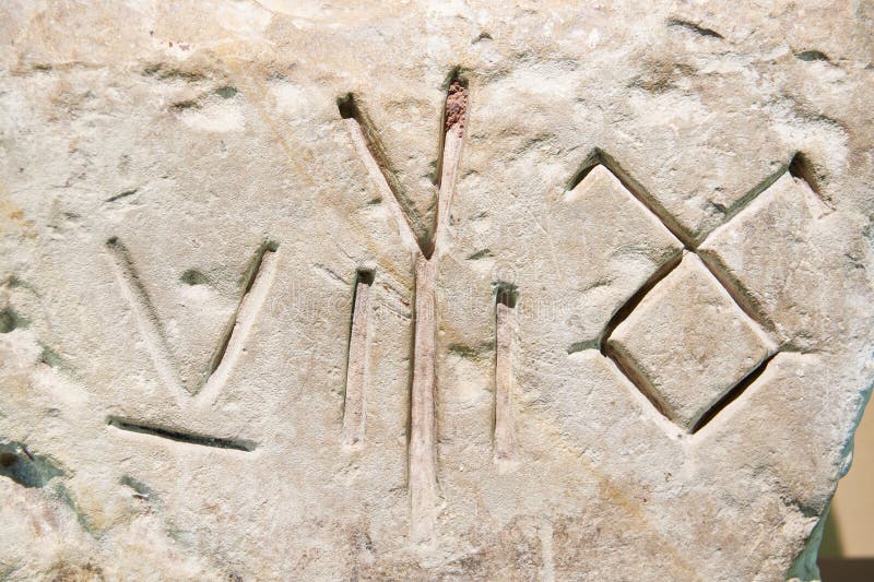 Stone Block with Runic Signs Stock Image - Image of medieval, heritage ...