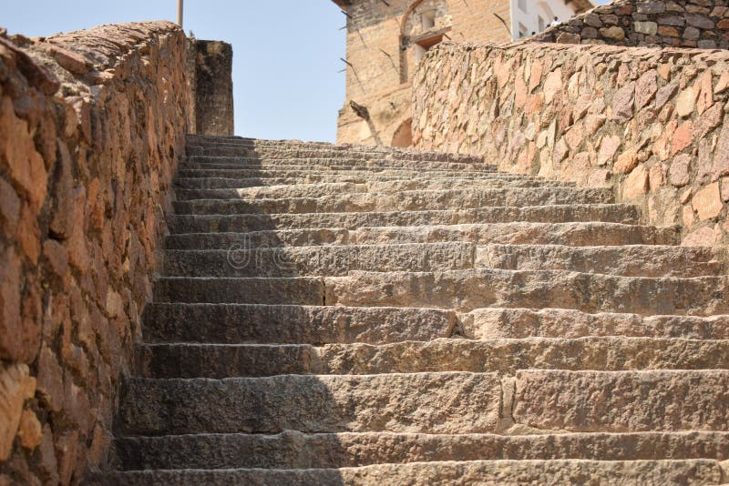 The Stone Block Steps Walk Path in the Fort Stock Photograph Image ...