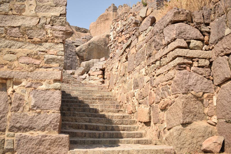 The Stone Block Steps Walk Path in the Fort Stock Photograph Image ...