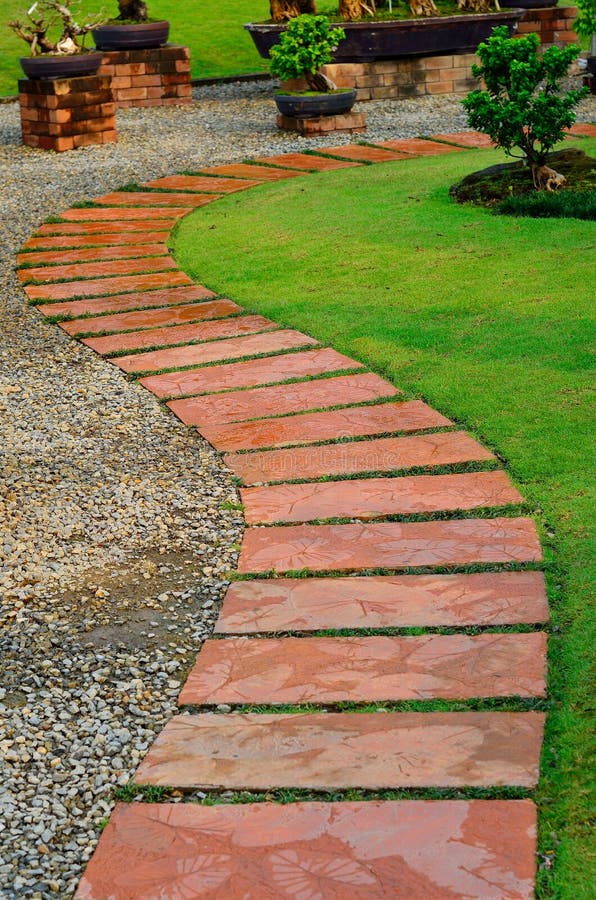 The Stone Block Walk Path in the Park Stock Image - Image of sidewalk ...