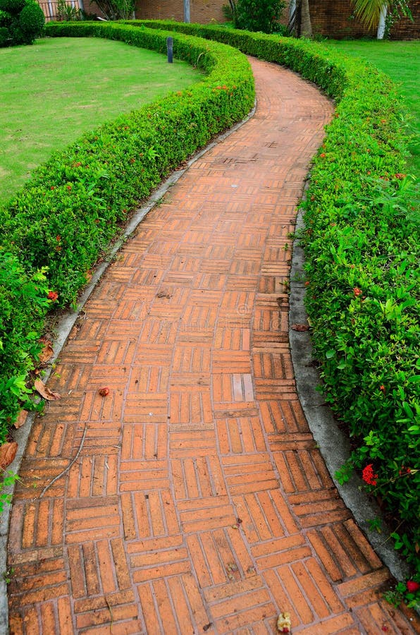 Curved brick walkway stock image. Image of afternoon - 22966363