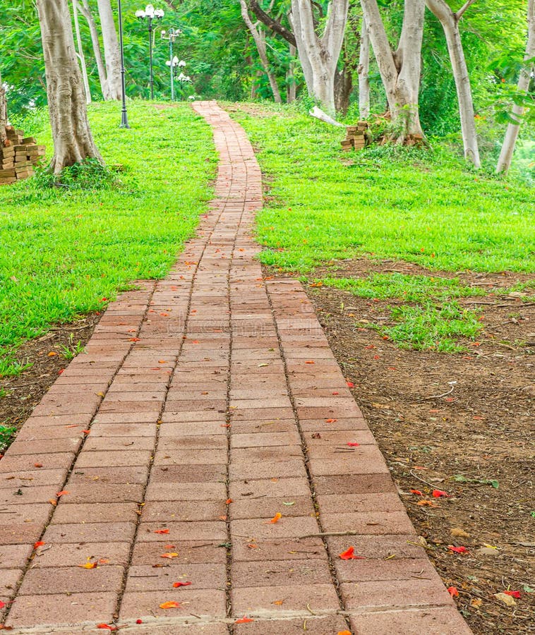 Stone Block Walk Path in the Park Stock Photo - Image of beautiful ...