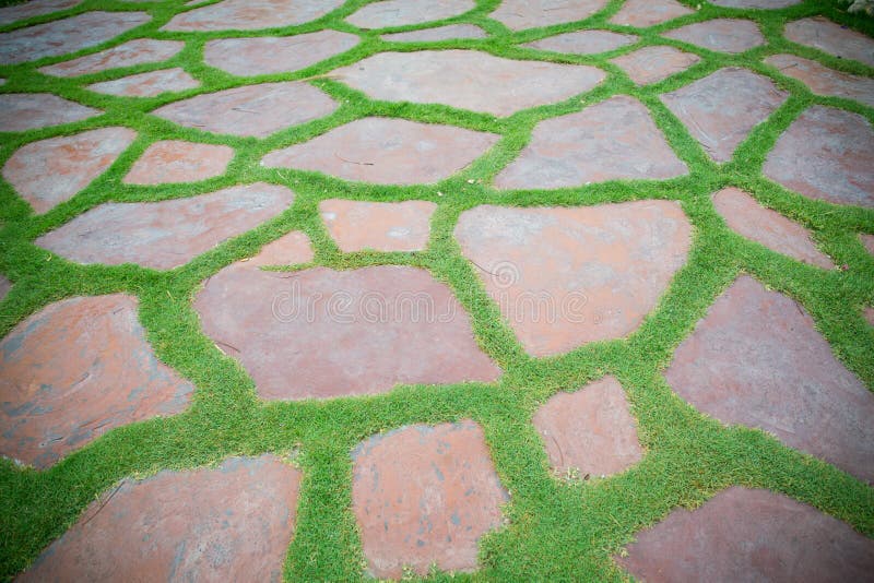 The Stone Block Walk Path in the Park Stock Image - Image of ...