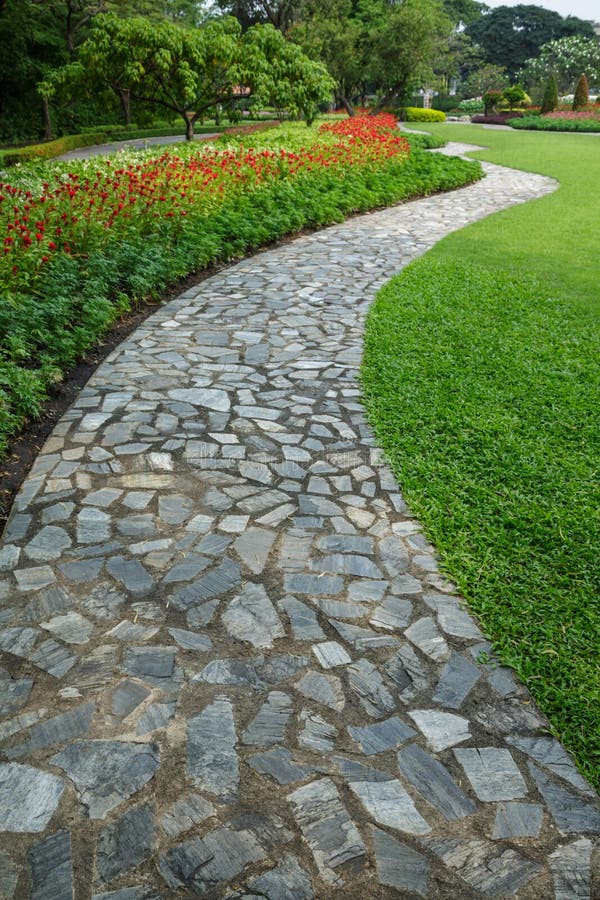 Brick Path stock photo. Image of guide, fern, plant, lined - 309972