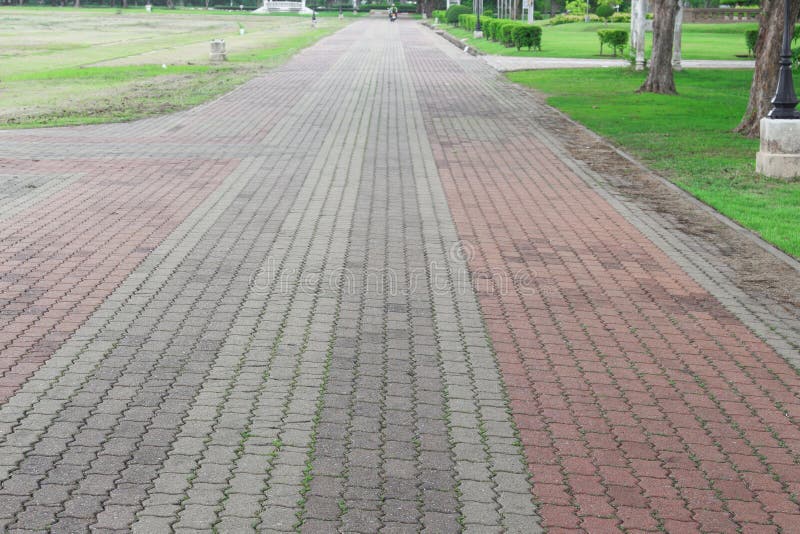 Stone Block Walk Path in the Park Stock Photo - Image of grey, pavement ...