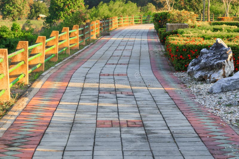Stone Block Walk Path in the Park Stock Photo - Image of outdoor ...