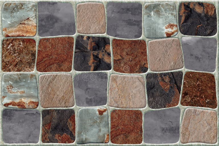 Stone Blocks Decorative Mosaic Shape Shameless Pattern in Wall ...