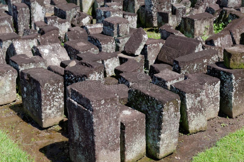 Stone Blocks Ruins in Ratu Boko Temple Complex Stock Image - Image of ...