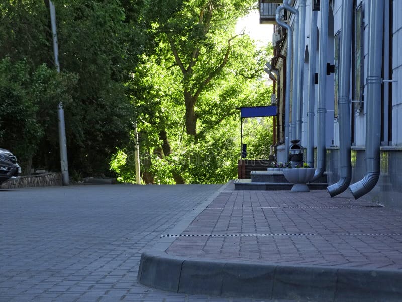 Stone blocks stock image. Image of trees, alley, road - 117575975