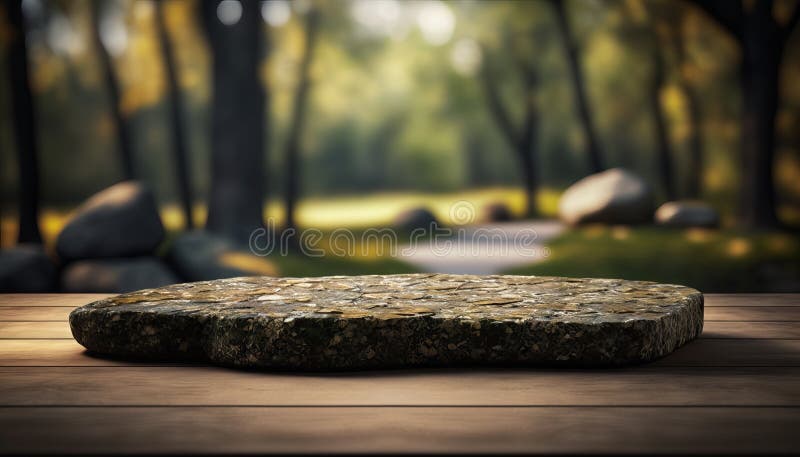 Stone Board Empty Table in Front of Blurred Background. Perspective ...