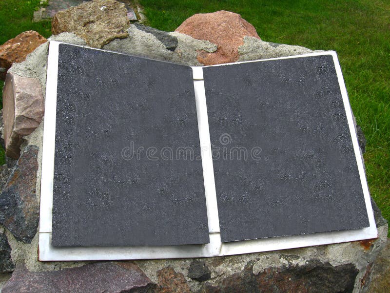 Stone book on front garden stock photo. Image of backyard - 30750124