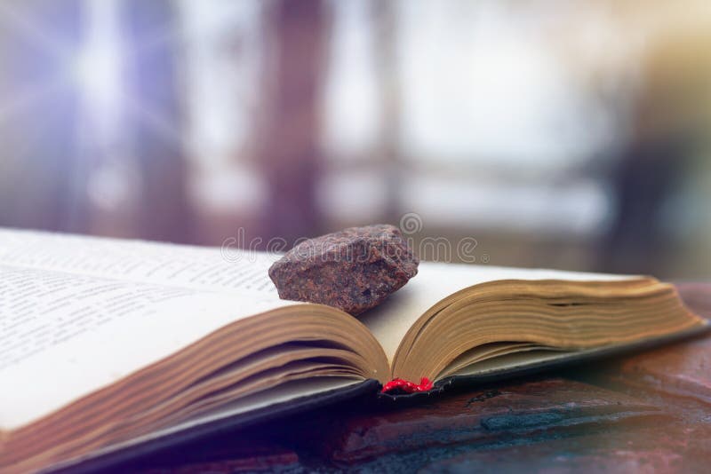 Stone on a Book stock image. Image of macro, brown, information - 52281115