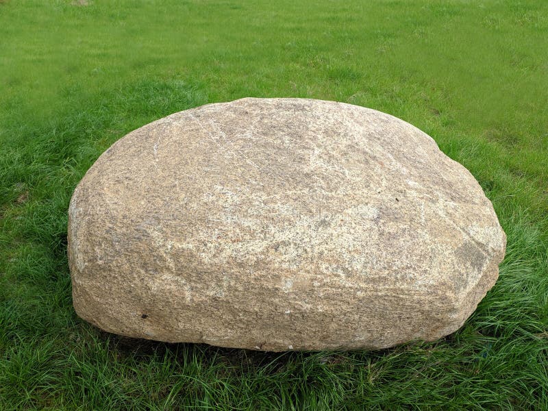 Stone Boulder in the Garden Stock Image - Image of field, landscape ...
