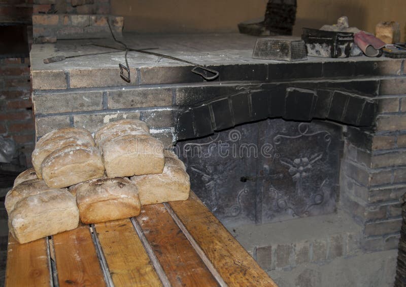 Stone bread oven. stock photo. Image of wood, bread, cook - 26516776