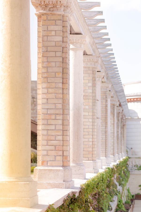 Stone and Brick Arch and Colums Stock Image - Image of corridor ...