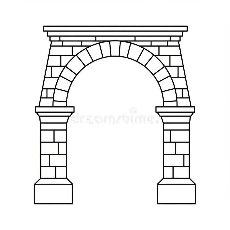 Stone Brick Archway Architectural Line Drawing Stock Illustration ...