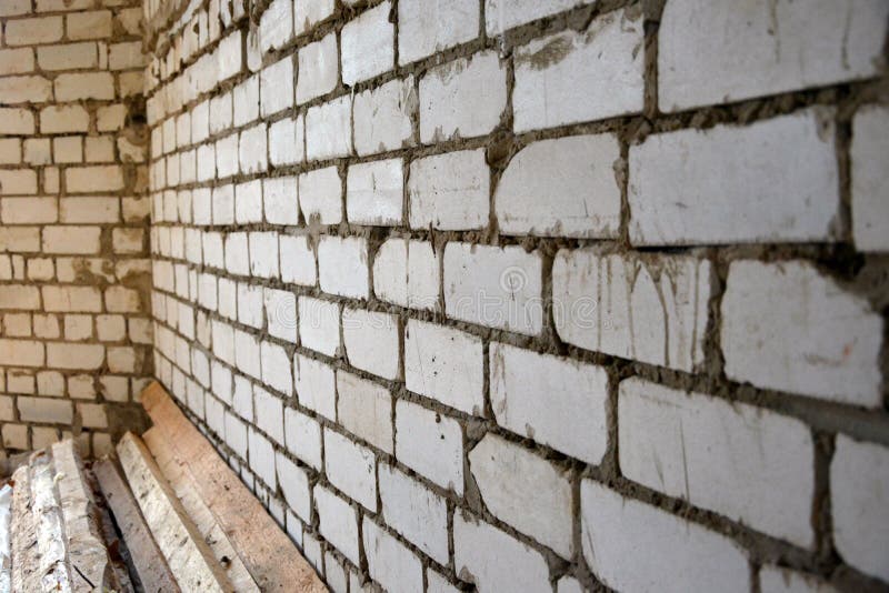 Stone Brick Wall Close-up in an Unfinished Residential Building Stock ...