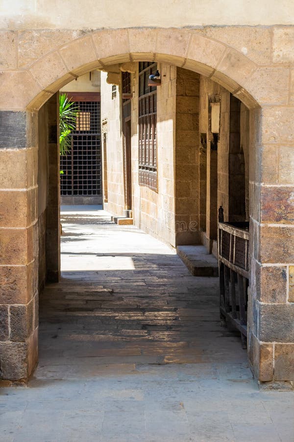 Stone Bricks Wall with Aged Vaulted Passage, Old Cairo, Egypt Stock ...