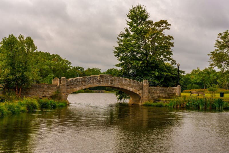 Bridge over a Lake stock image. Image of lake, grey - 100078357