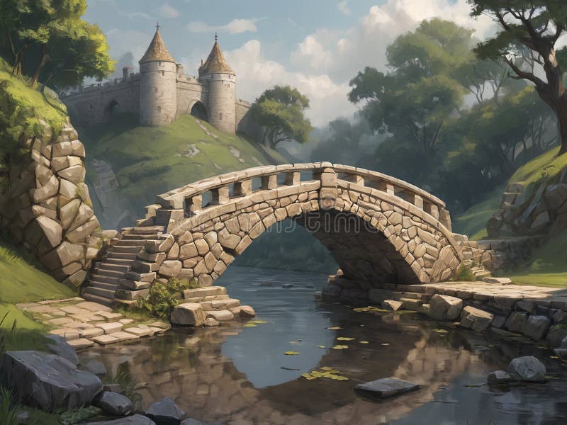Stone Bridge Concept Illustration -generated by Ai Stock Illustration ...