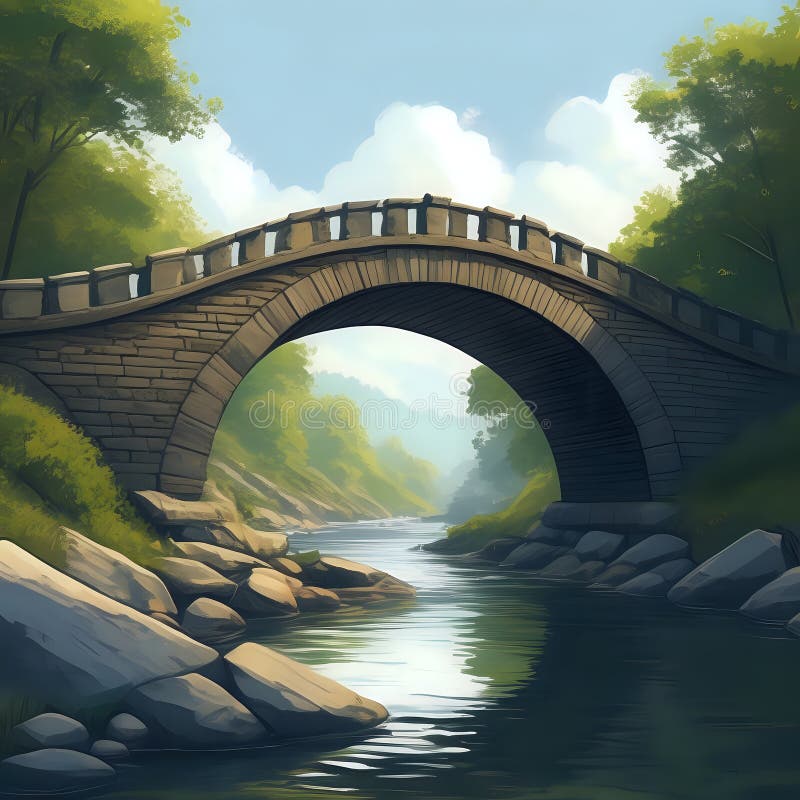 Stone Bridge Concept Illustration -- Generated by Ai Stock Illustration ...