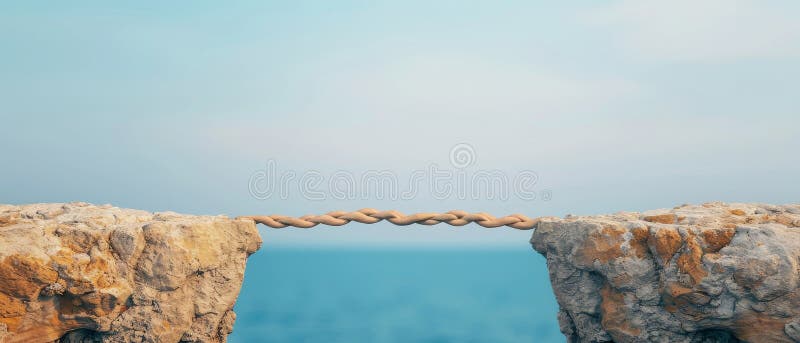 Stone Bridge Connecting Two Cliffs Over Blue Ocean - Conceptual Image ...