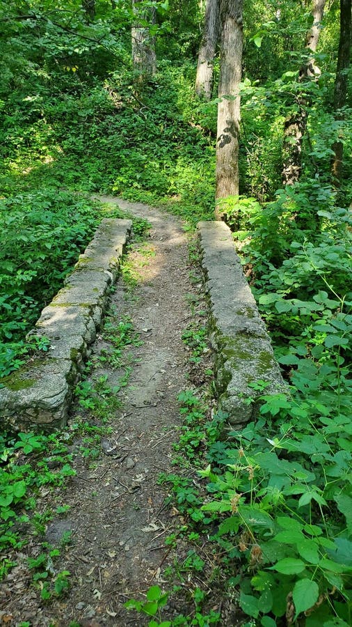 Stone Bridge on a Foot Path on Over a Creek Stock Image - Image of foot ...