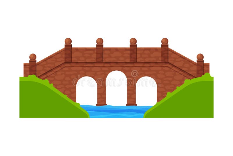 Stone Bridge, Footbridge, Architectural Design Element Flat Vector ...