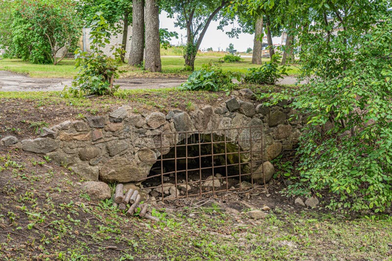 Stone Bridge with Iron Rod Grille in the Transtex Stock Photo - Image ...