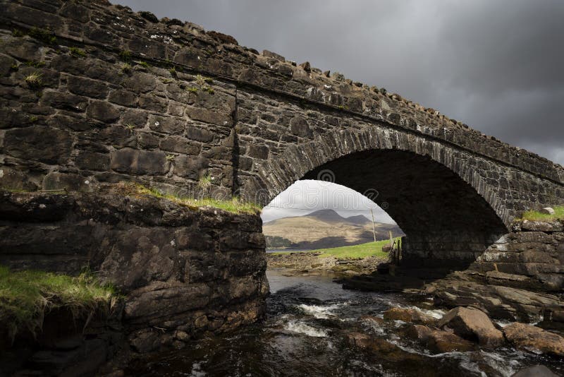 Stone Bridge on Mull in Scotland Stock Photo - Image of river, water ...