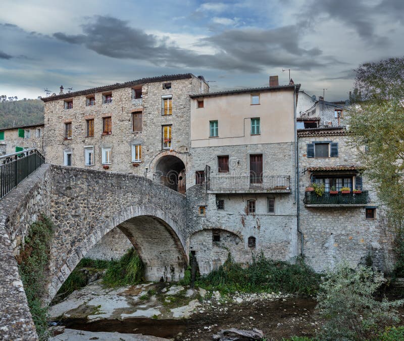 Stone Bridge in Old French Town Stock Photo - Image of summer, ancient ...