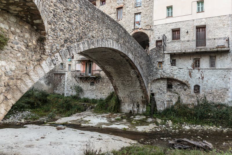 Stone Bridge in Old French Town Stock Photo - Image of summer ...