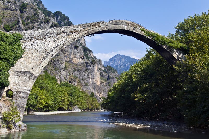 Stone Bridge Over Aoos River, Konitsa, Greece Stock Photo - Image of ...