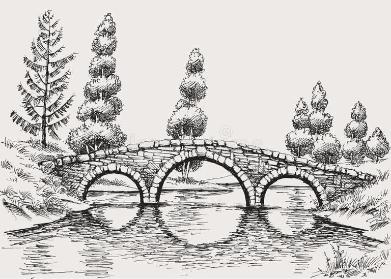 Arch Bridge Drawing Stock Illustrations – 2,276 Arch Bridge Drawing ...