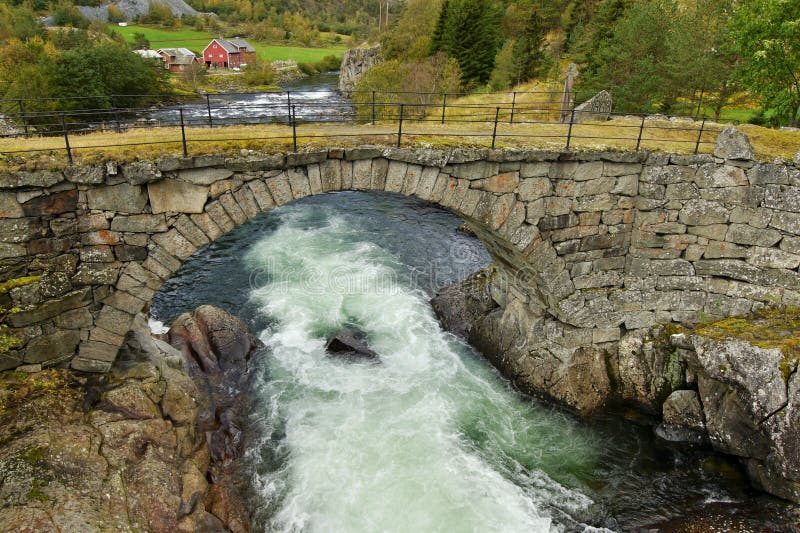 Stone Bridge Over the River in Norway Stock Photo - Image of norwegian ...