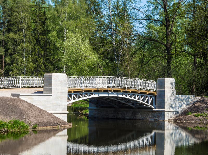 Stone Bridge Over the River in the Park Stock Photo - Image of ...