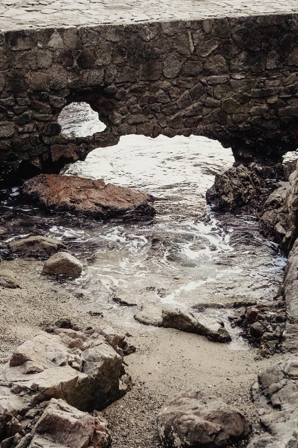 Stone Bridge Over the Sea in the Costa Brava, Spain Stock Image - Image ...